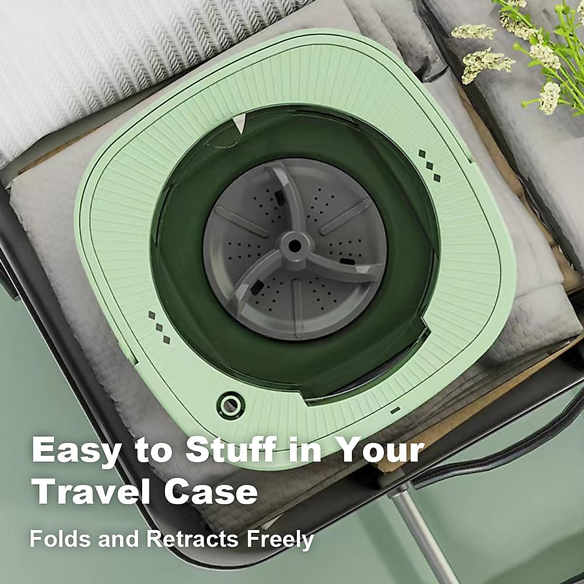 Portable washing Machine and Dryer Combo, Foldable Mini Washing Machine, Automatic Portable washing Machine for Baby Clothes Sock Underwear or Small Items, Suitable for Laundry Camping RV Travel 6.5L