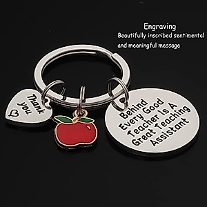 Kivosliviz Teacher Assistant Gifts for Women Men Keychain Teaching Assistant Jewelry Appreciation Item Teacher Aide Keychain