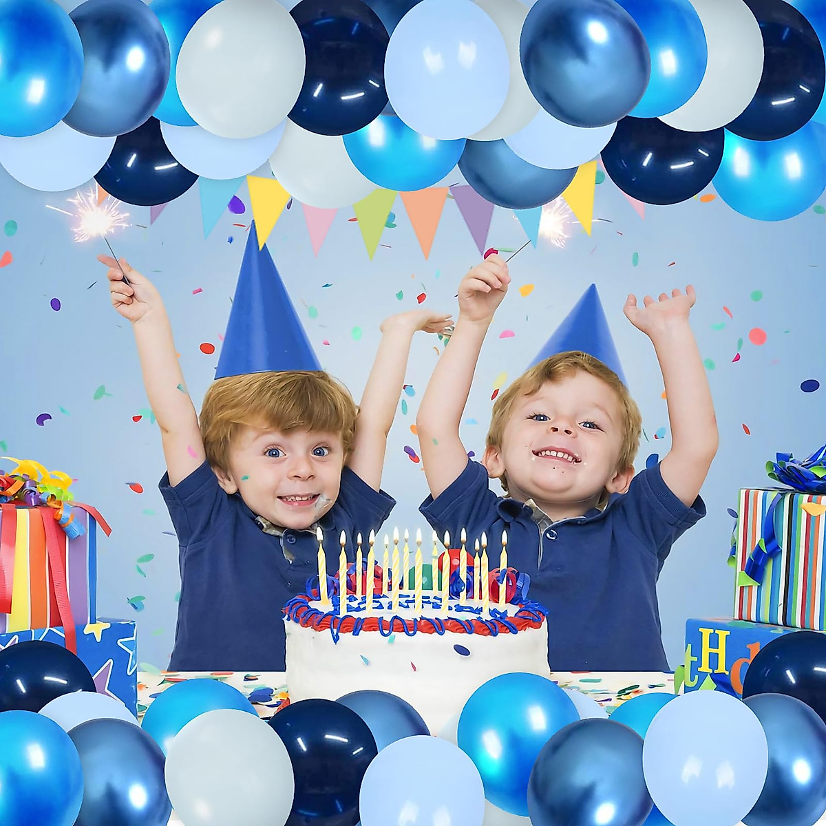 Nobledecor Silver White Party Decoration Balloons Kit, 12inch 60 Pcs Metallic Latex Silver Balloons Silver Confetti Balloons for Birthday Wedding Party Baby Shower Birthday Graduation Decoration Supplies