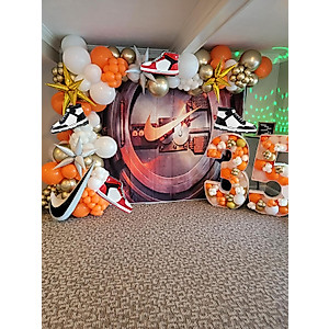 6 Pieces Sports Theme Aluminum Foil Balloons Basketball Shoes Sneaker Balloons for sports theme party decorations Boys Men Game Birthday supplies