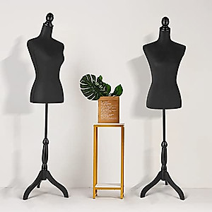 Mannequins Body Female Sewing Mannequin, 52-64 Inch Adjustable Mannequin Dress Forms for Sewing,Mannequin Torso Jewelry Display Wood Tripod Stand Clothing Forms,Black