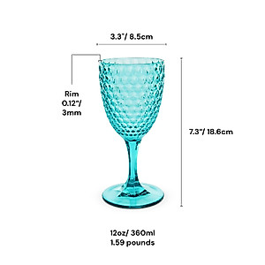 BELLAFORTE - Shatterproof Tritan Plastic Wine Glass, 12oz, set of 4, Laguna Beach Drinking Glasses - Unbreakable Glassware for Indoor and Outdoor Use - Reusable Drinkware (Blue)