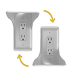 LOUIS FELT 2 Pack Single Wall Outlet Shelf Home Wall Shelf Organizer for Outlets, Perfect for Bathroom Kitchen Bedroom with Cord Management and Easy Installation. (White)