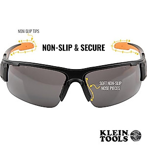 Klein Tools 60162 Safety Glasses, Professional PPE Protective Eyewear with Semi Frame, Scratch Resistant and Anti-Fog, Gray Lens