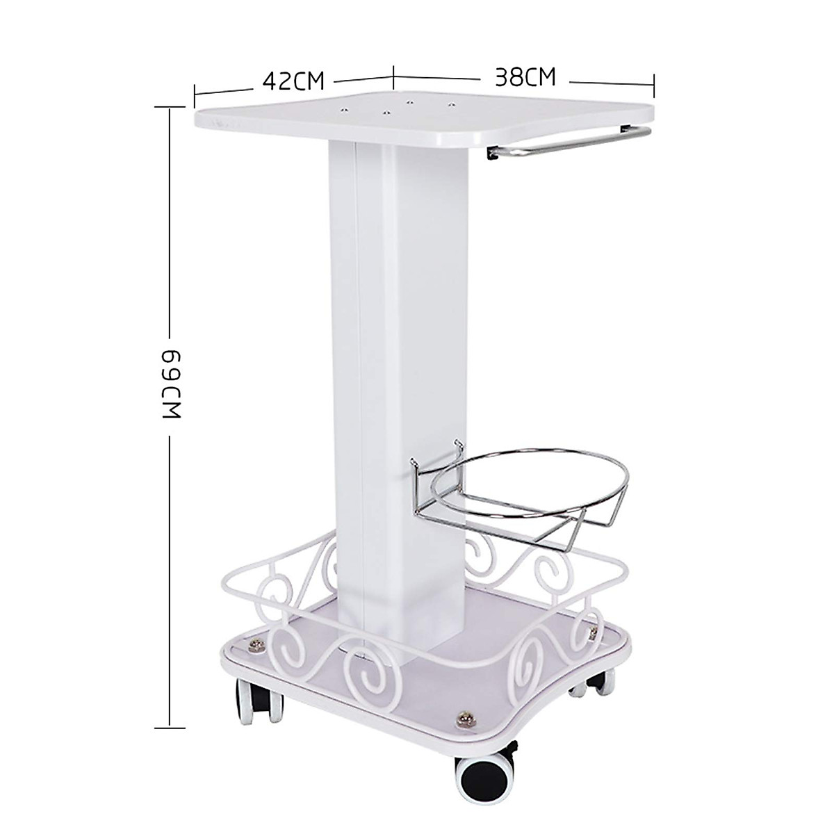 Beauty Salon Trolley Cart with Wheels and Large Storage Fence,Multil-Function Mobile Salon Spa Rolling Esthetician Cart Instrument Tray Hairdressing Service Cart Max Load 88lbs