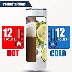 BAUMFEUER 1 Pack Sublimation Tumblers bulk 20 OZ Straight Skinny Stainless Steel Double Wall Insulated Sublimation Water Bottles Blank with Lid, Individually Box, for Heat Transfer Press