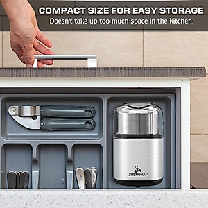 ZHENGHAI Electric Herb Grinder 200w Spice Grinder Compact Size, Easy On/Off, 2.8oz capacity. Fast Grinding for Flower Buds Dry Spices Herbs, with Cleaning Brush