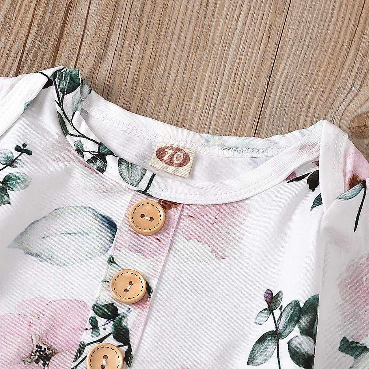 Kislio Newborn Baby Girls Boy Knotted Gown Floral Nightgown Sleeper Gown Swaddle Headband Hat Coming Home Outfit Set Pink