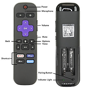 OEM Replacement RC-AL2 for Roku Stick Remote Control RCAL2 Roku Remote - RF with VOICE - Works with Roku Streaming Stick Remote HDMI Version for Roku Streaming Stick (HDMI Version)