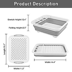 ZOUYO Collapsible Drying Dish Rack and Drainerboard Set Portable Dish Drainers Organizer Storage Rack for for Kitchen Counter RV Travel Trailer Camper Accessories