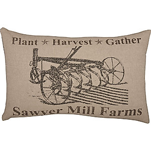 VHC Brands Sawyer Mill Charcoal Pillow, 14x22, Plow