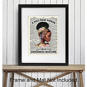 African American Wall Art - Classroom Decor - Never Underestimate a Girl With a Book - Black Woman Poster - African American Girl Women, Black Women - Motivational Wall Decor - Black Art