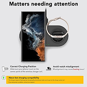 Wireless Charging Pad for Samsung Watch and Phone,Dual Wireless Charger Station for Galaxy Watch 5 Pro/5/4 Active 2 Galaxy S23/Ultra/S23+/S22/Note 20/ Z Flip 4/3 Fold 4/3 Galaxy Buds2/Pro with Adapter