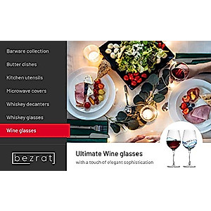 Bezrat Red Wine Glasses Set of 2, Hand Painted Wine Glass, Drinkware Essentials, 11" H, 28oz Wine Lover Large Glass, Glassware Gifts Ideas for Women Inspired by 'Duomo di Milano' Mothers Day (Blue)