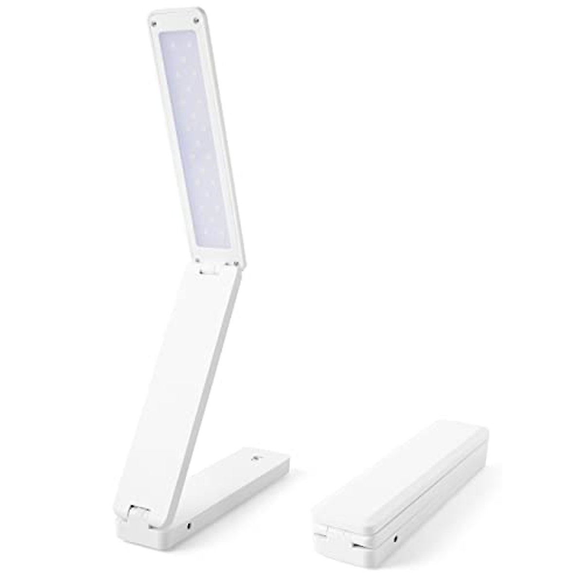JIALUX Foldable LED Desk Lamp - Folding Portable USB Table Light with 3 Brightness Settings - for Home, Reading, Studying, Work, Travel - White