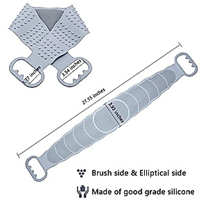 VULORA 2 PCS Silicone Body Back Exfoliating Scrubber for Shower Men Women Silicone Bath Body Brush Deep Clean & Invigorate Your Skin(Grey Pink) (Grey)