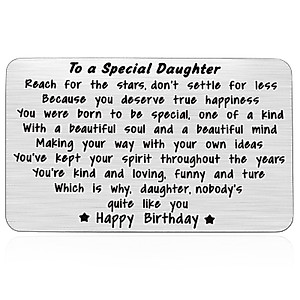 Kvekstio Happy Birthday to a Special Daughter Wallet Card Insert for Grown Up Adult Daughter New Daughter's 18th 21st Birthday Proud Graduation