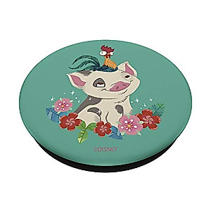 Disney Moana Pua And Hei Hei Floral Portrait PopSockets PopGrip: Swappable Grip for Phones & Tablets