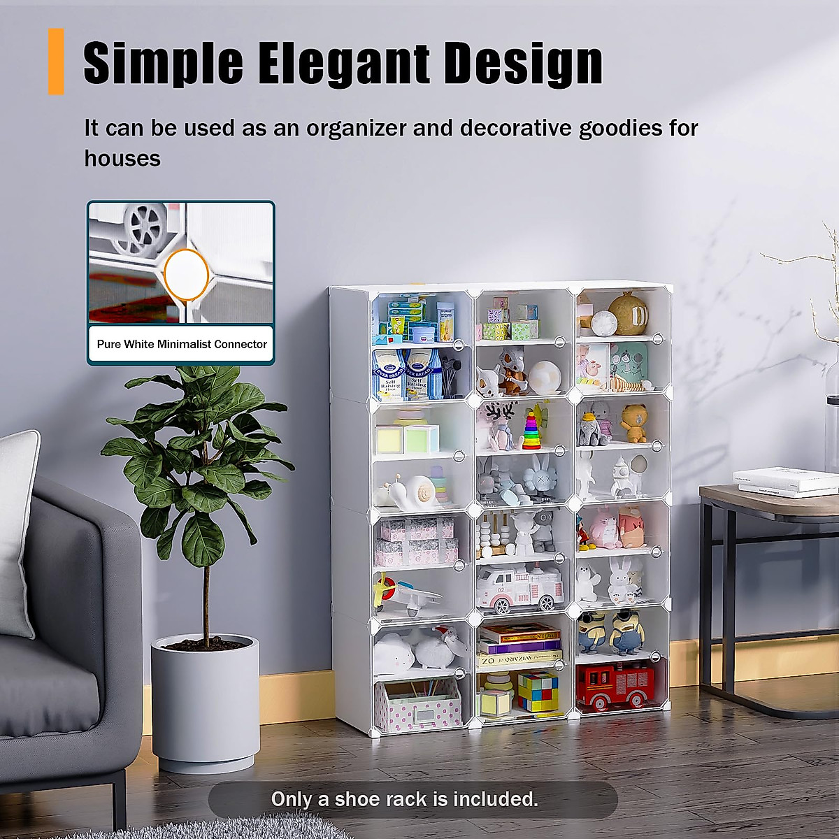 KONKENIE 12 Tiers Dust-proof Shoe Boxes 96 Pairs Modern Cube Storage Cabinet Rectangle Stackable Closet Shoe Box Storage Cabinet Organizer for DIY Home Bedroom Living Room Porch White (4 * 12)