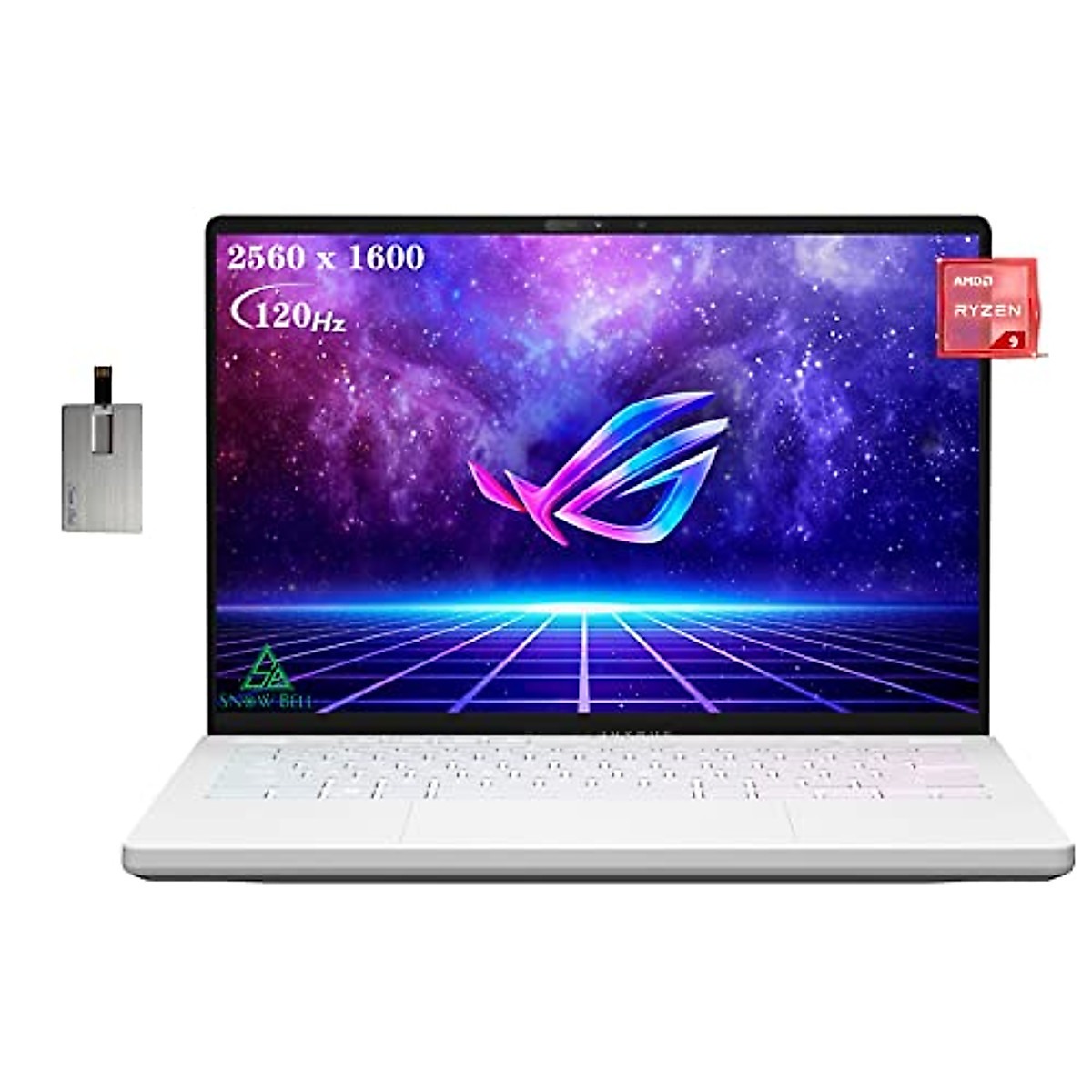 ASUS 2023 ROG Zephyrus 14" WQXGA 120Hz Gaming Laptop, AMD Ryzen-9 6900HS, 40GB DDR5 RAM, 4TB PCIe SSD, RGB Backlit Keyboard, AMD Radeon RX 6700S, Win 11, White, 32GB SnowBell USB Card