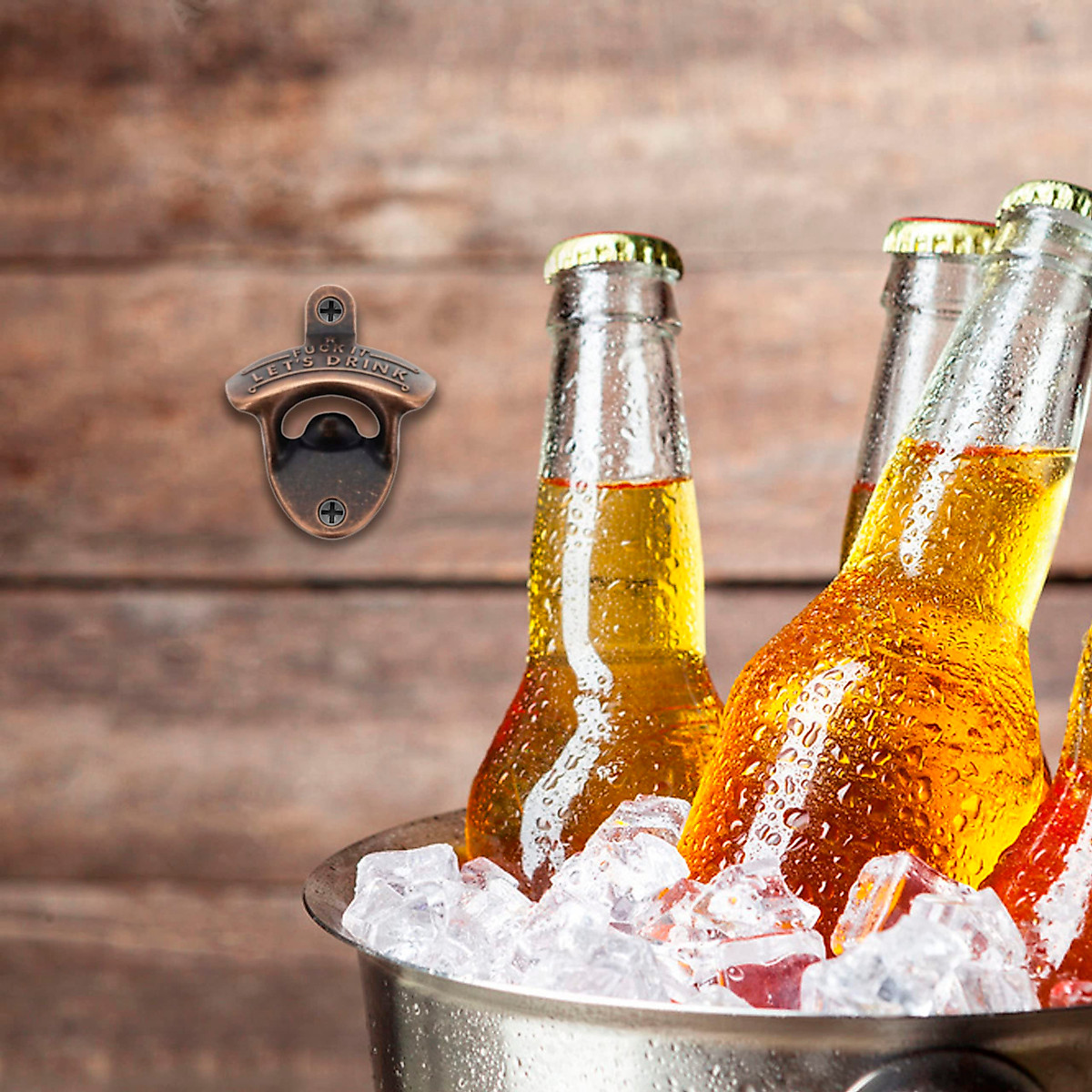 Wall Mounted bottle Opener, Christmas Funny Wall Mount Bottle Opener for Men Father Beer Lovers,Novelty Birthday Fathers Day with Mounting Screws Wall Anchors（1 Pack)