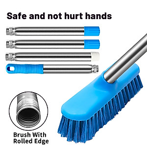MEIBEI Floor Scrub Brush with Adjustable Long Handle-57 inch, Stiff Bristle Grout Brush Tub and Tile Brush for Cleaning Bathroom, Patio, Kitchen, Wall and Deck