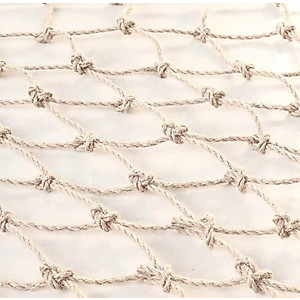 BWEALT 1 Pack Fish Net Decorations for Party, 2mm Natural Cotton Hawaiian Party Fish Net Decorative, Nautical Themed Cotton Fishnet Room Party Accessory