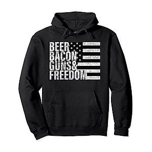 Beer Bacon Guns & Freedom Hoodie Flag Pullover