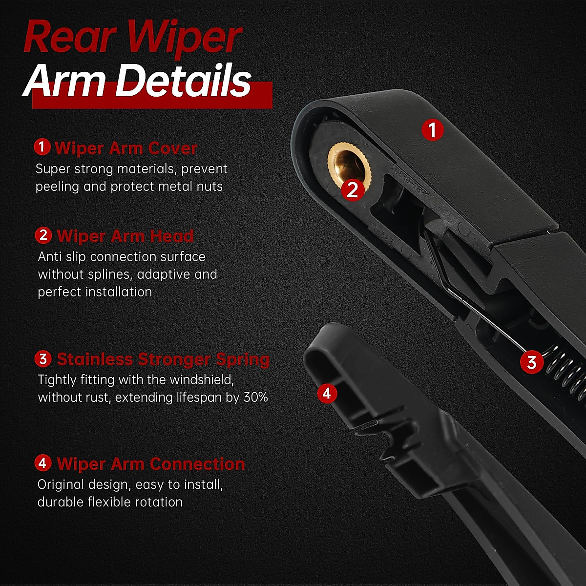 OTUAYAUTO Rear Windshield Wiper Set - Replacement for 2008-2012 Ford Escape, 2010-2018 Lincoln MKT Rear Wiper Arm and Rear Windshield Blade Assembly OE:8L8Z17526-C