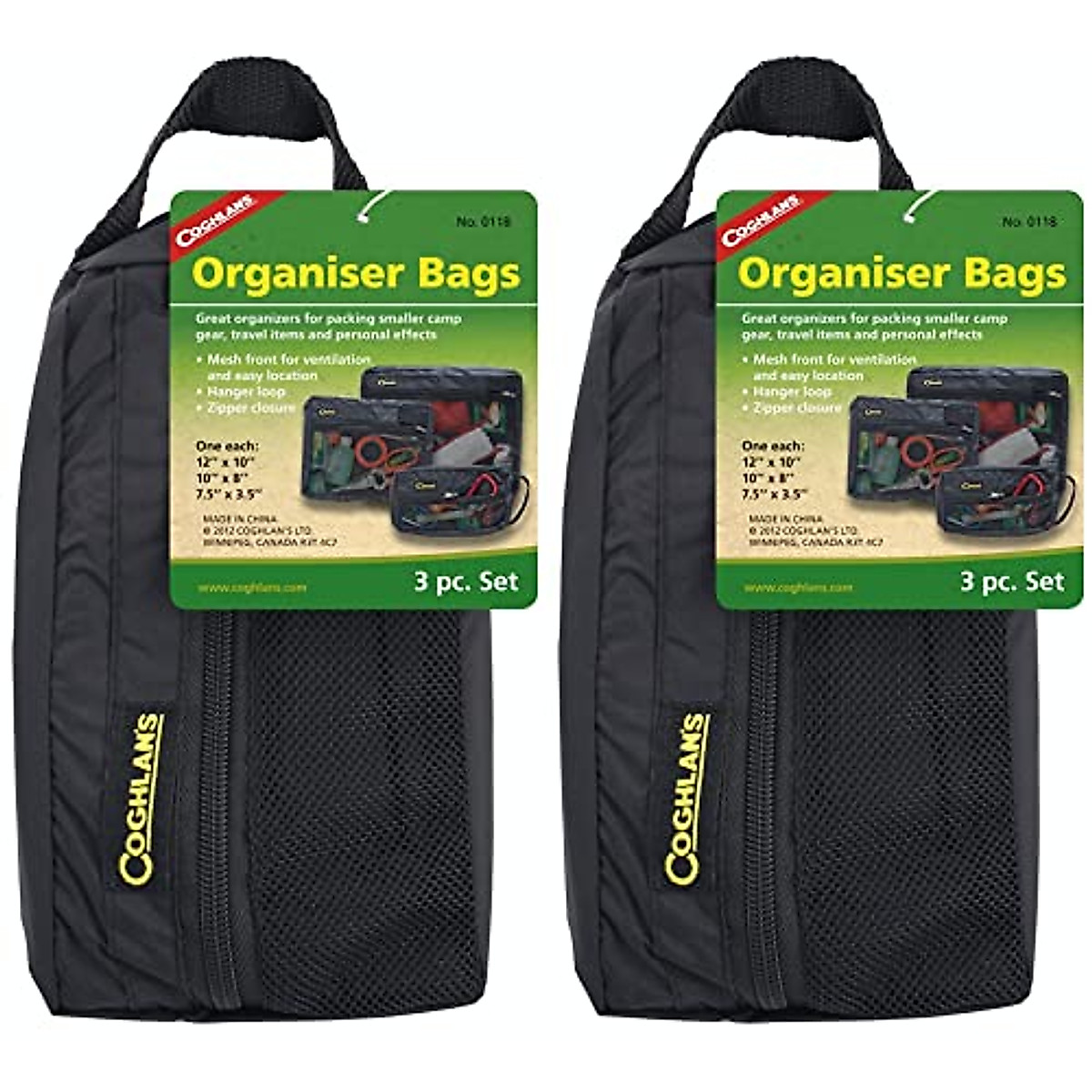 Coghlan's 118 Black/Yellow Nylon Mesh Organizer Bags 3 Piece Set