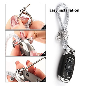 Jawmoy Pack-1 Bling Car Keychain, Rhinestones Keychain Accessories, Metal Crystal Key Chain Ring (Silver)