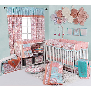 Bacati - Paisley Kids Storage (Laundary Hamper with Wooden Frame and Mesh Liner, Coral/Aqua)