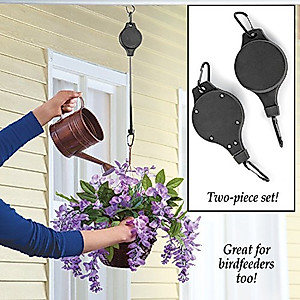 Orgrimmar Plant Pulley Retractable Pulley Plant Hanger Hanging Flower Basket Hook Hanger for Garden Baskets Pots and Birds Feeder in Different Height