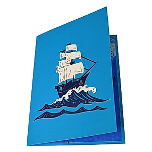 Magic Ants 3D Pirate Ship Pop Up Card - Handmade Greeting Card for Kids, Dad, Husband - Perfect for Birthdays, Fathers Day, Graduation, Anniversaries, and All Occasions