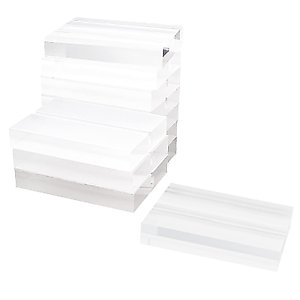 Kyuionty 12 Pack Wedding Sign Holders, 2 Inch Clear Acrylic Sign Stand Place Card Table Numbers Display Stand for Wedding, Meeting, Exhibition, Office, Restaurant (2" x 1.2" x 0.4")