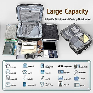 KNOWVANUnderseat Carry on Backpack for Men & Women, 44Lwaterproof Large Backpack with 17 inch Laptop Compartment & Shoe Bag for Airplane Flight Luggage Personal Item(Black)