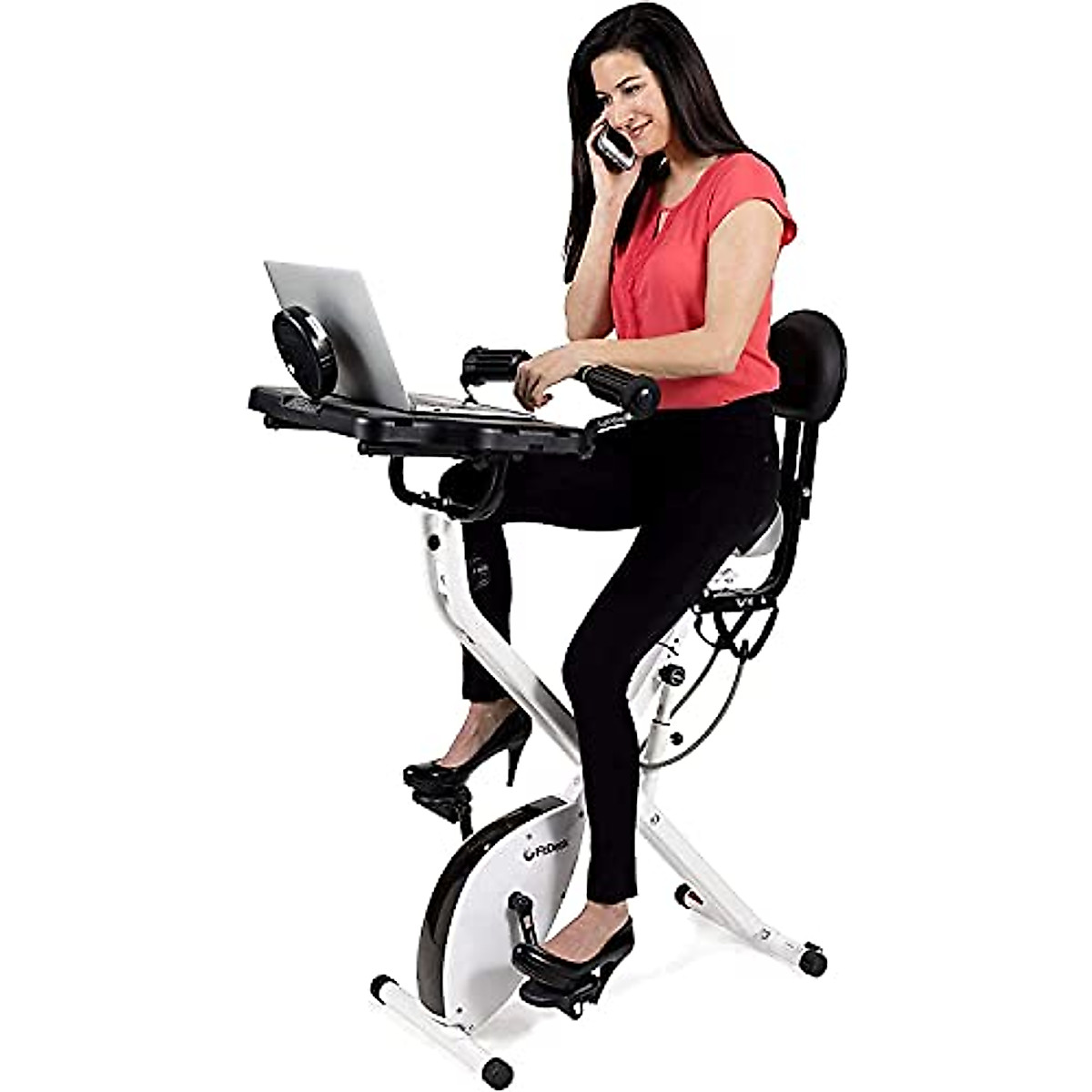FitDesk Desk Bike 3.0 - Folding Exercise Bike for Work from Home Fitness, Stationary Bike and Desk Exercise Equipment with Built-in Tablet Holder, Desk Workout Equipment, Extension Kit Not Included