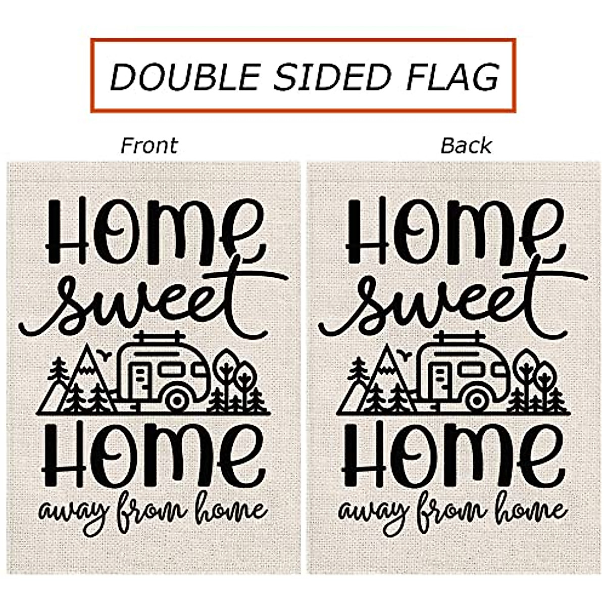 Camping Sweet Home Garden Flag Away from Home Camper Vertical Burlap Double Sided Farmhouse Outdoor Decorations Yard Lawn Decor 12.5 x 18 Inch