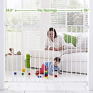 Munchkin® Extending XL™ Tall and Wide Baby Gate,  Hardware Mounted Safety Gate for Stairs, Hallways and Doors, Extends 33" - 56" Wide, Metal, White