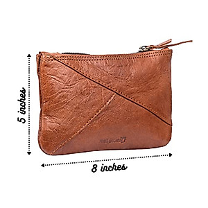 Hell Blues Genuine Leather Pencil Case Handmade Zippered Pouch Practical Pen Cases for Adults & Students - Unique Design ~ 8" x 5" inches