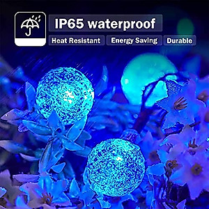 Attimit Solar String Lights Outdoor 50 Led 24 Feet Crystal Globe Lights with 8 Lighting Modes, Waterproof Solar Powered Patio Lights for Garden Yard Porch Wedding Party Decor (Blue)
