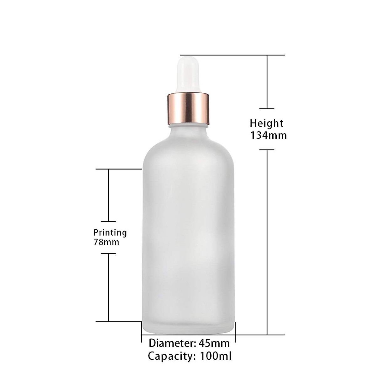 100ml/3.4oz Frosted Glass Dropper Bottles,2 Packs Essential Oil Dropper Bottles Perfume Sample Bottles Cosmetic Containers With Glass Eye Dropper (rose gold lids)