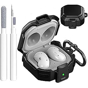 OTOPO Lock Case for Samsung Galaxy Buds 2 Pro/Galaxy Buds 2/Galaxy Buds Pro/Galaxy Buds Live Case with Cleaning Kit Men Women Protective Case Cover for Samsung Earbuds Case - Black