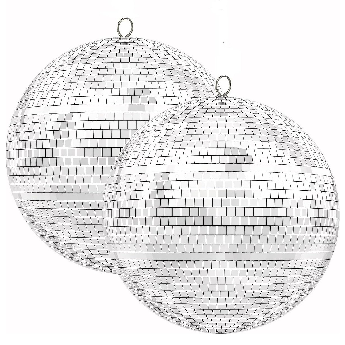 2 Pack 8" Mirror Disco Ball, Great for a Party or Dj Light Effect Christmas Decoration Accessories