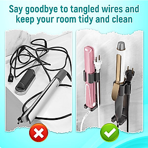 AMLESO Curling Iron Holder Hair Styling Accessories Organizer Punch Free Wall Mount Hair Straightener Organizer for Curling Wands Flat Irons Combs