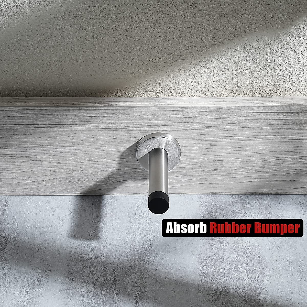 JQK Door Stopper, 304 Stainless Steel Thicken 1mm Sound Dampening Door Stop Bumper Wall Protetor 2 Pack, Brushed, DSB5-BN-P2