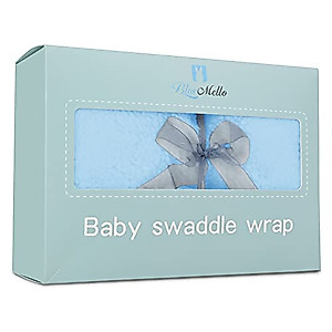 BlueMello Baby Swaddle Blanket | Ultra-Soft Plush Essential for Boys 0-6 Months | Receiving Swaddling Wrap Blue | Ideal for Infant Accessories and Newborn Registry | Perfect Baby Girl Shower Gift
