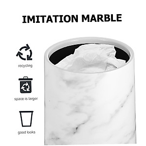 HOLIDYOYO Marble Trash Can Round Garbage Bin 8L Double Layer Waste Basket Container for Kitchen Bathroom Home Office Hotel White