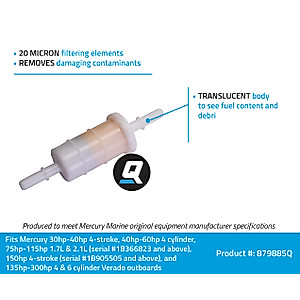 Quicksilver by Mercury Marine 879885Q Inline Fuel Filter for Mercury and Mariner Outboards
