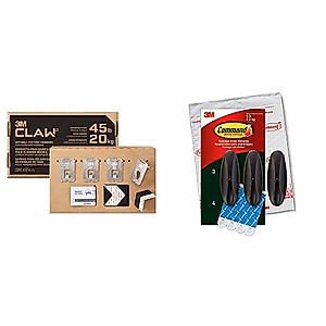 3M Claw Drywall Picture Hangers Holds 45 lb. & Command Outdoor Metallic Bronze Hooks, 3 Hooks, 4 Strips